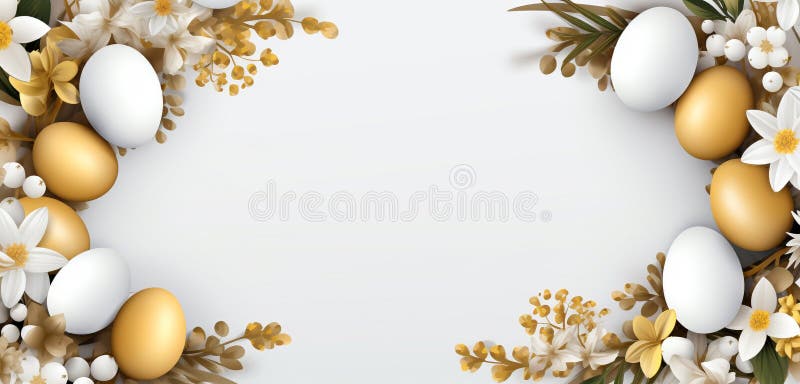 Easter Banner Vector Template. Golden Frame Png. Easter Eggs Png Stock ...