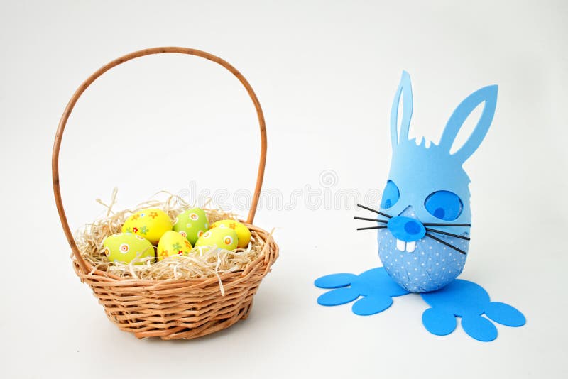 Easter Basket and Blue Bunny Stock Photo - Image of seasonal, holidays ...