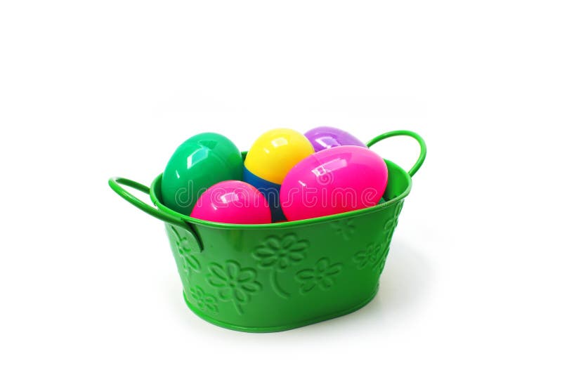 Easter Basket with Colored Eggs Stock Photo - Image of colored, objects ...