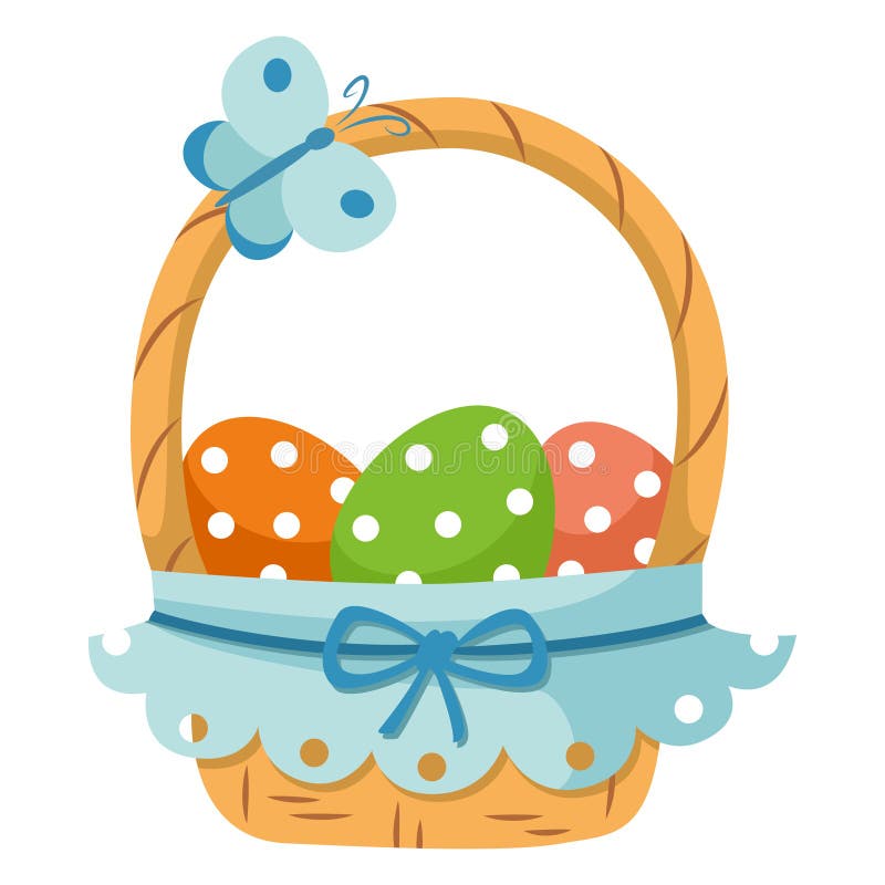 Easter Basket with Eggs Cartoon Vector Illustration Stock Vector ...