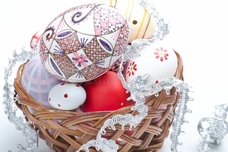 Easter basket with ribbon stock photo. Image of willow - 39642882