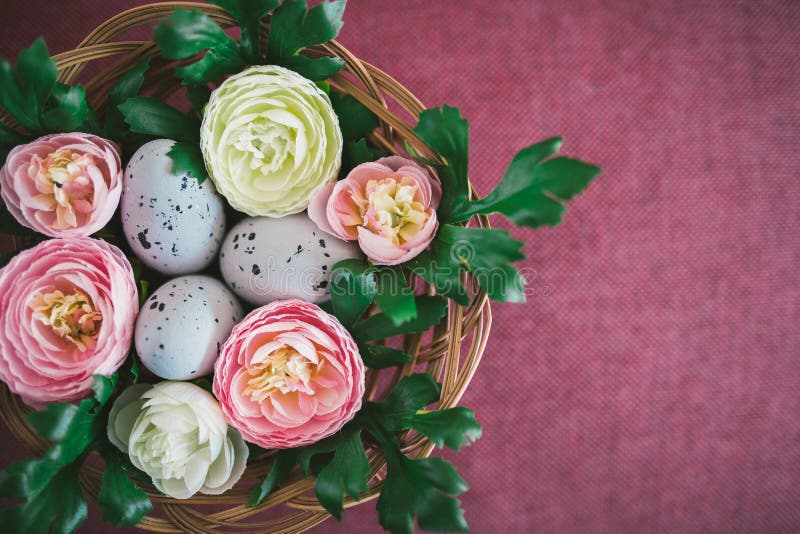 Easter stock image. Image of flowers, greeting, nest - 140411491