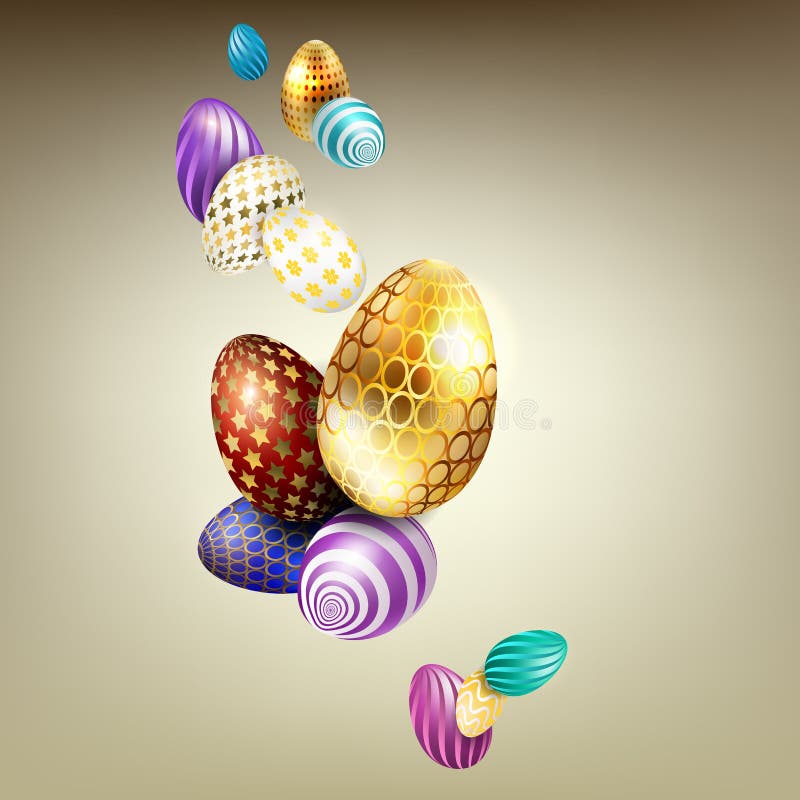 Easter Beige Composition with Beautiful Eggs with a Different Pattern ...