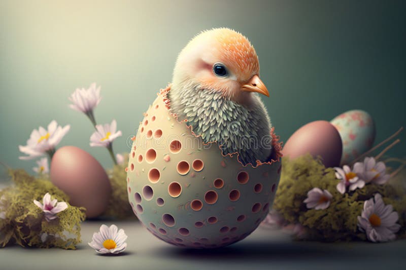 Easter Bird, Holiday Concept. Newborn Chick Next To the Egg Stock ...