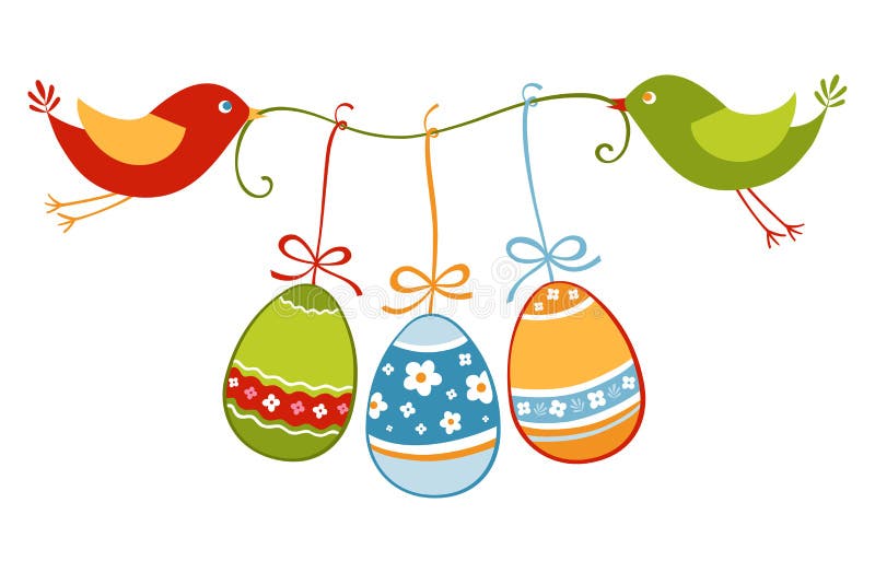 Easter birds and eggs stock vector. Illustration of ribbon - 29523651