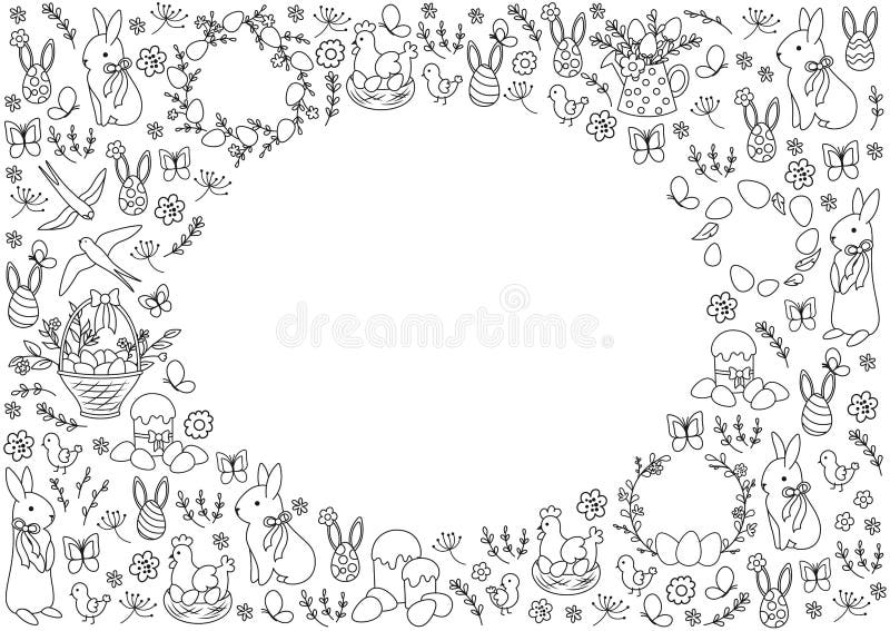 Easter black white banner stock vector. Illustration of white - 266245423