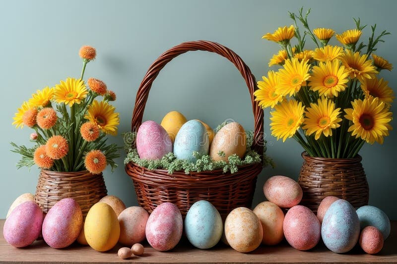 Easter Blessings - a Delicate Blossom Arrangement Stock Illustration ...