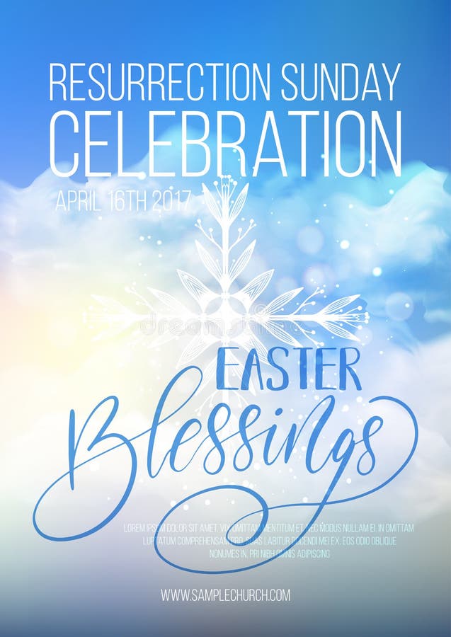 Easter Blessings, Easter Religious Poster Template Stock Illustration ...