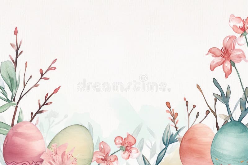 Easter Blossoms: Pastel Eggs and Watercolor Flowers Horizontal Layout ...