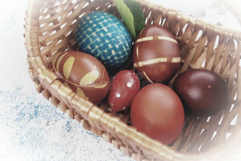 Easter Boiled Eggs of Different Colors Dyed with Onion Peel and Paint ...