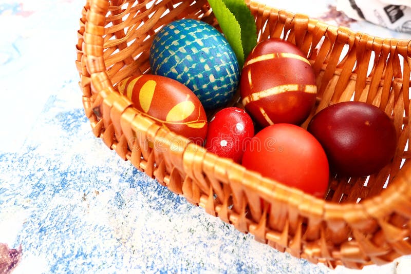 Easter Boiled Eggs of Different Colors Dyed with Onion Peel and Paint ...