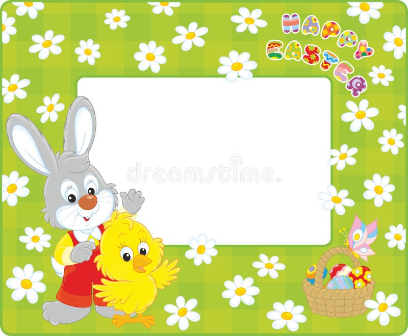Easter border with bunnies stock vector. Illustration of cake - 65279543