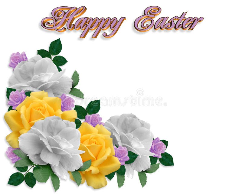 Easter Border Orchids and Ivy Stock Illustration - Illustration of ...