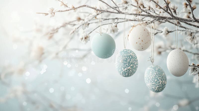 Easter Branch with Pastel Eggs, Vibrant and Elegant Holiday Charm ...