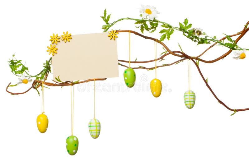 Easter Branches - with Easter Eggs, Blank Sign / Card, Isolated Stock ...