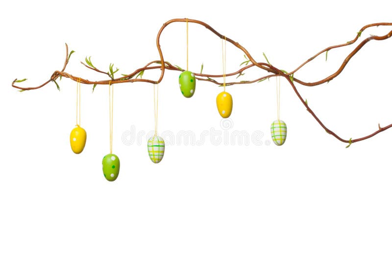 Easter Branches - with Easter Eggs, Ribbons and Chick Stock Photo ...