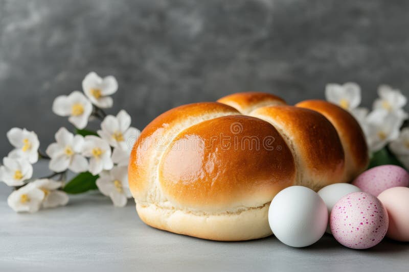 Easter Celebration, Easter Bread in a Charming Kitchen with Flowers ...