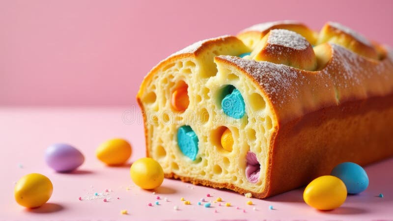 Easter Bread with Colorful Candy Eggs - Festive Spring Baking Stock ...