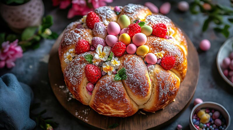 Easter Bread, Decorated, Springtime, Kitchen, Table, Celebration Stock ...