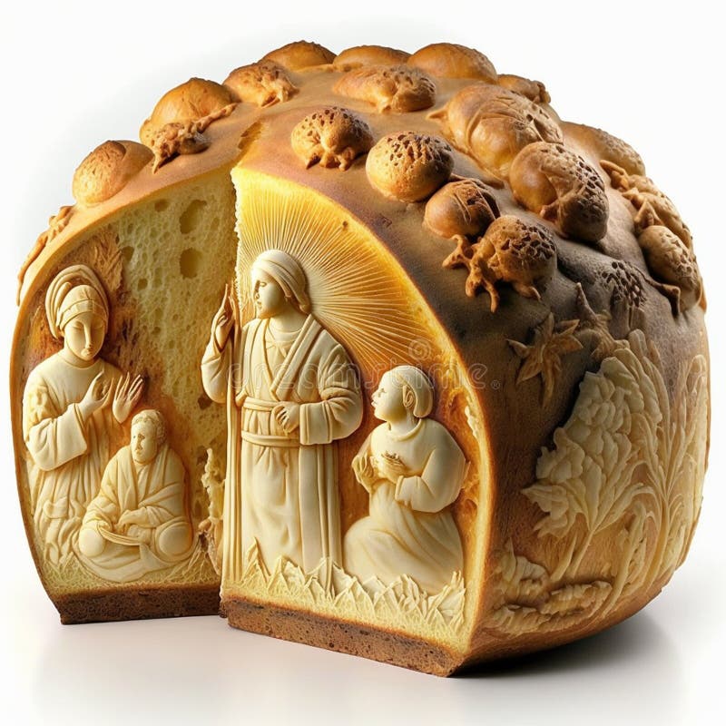 Easter Bread with Religious Scene from Bible Inside Stock Illustration ...