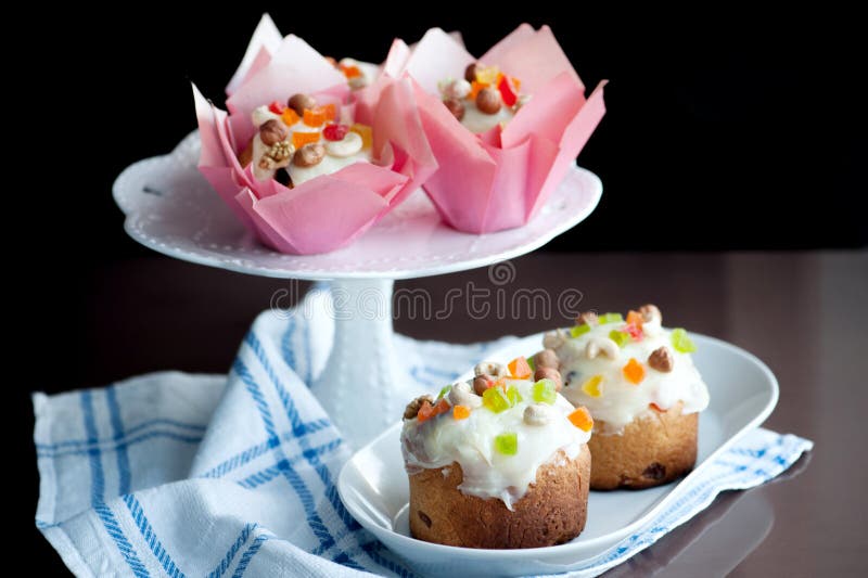 Easter Bread with White Icing, Candied Fruits and Nuts Stock Image ...