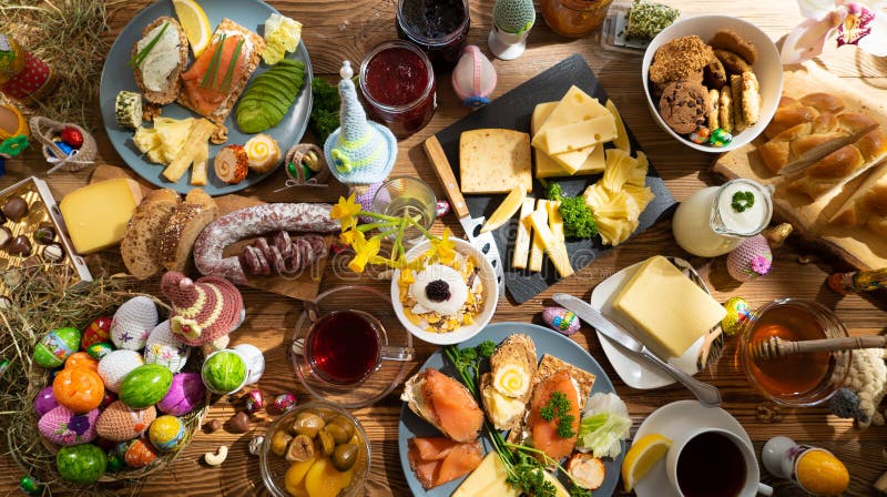 Easter Breakfast for Family or Friends. Stock Image - Image of food ...