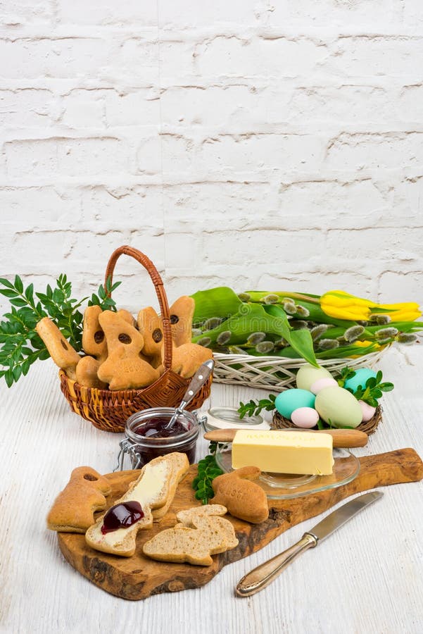 Easter breakfast stock image. Image of green, bread, cute - 88415663
