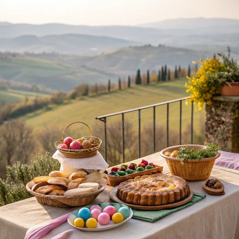 Easter Breakfast on the Terrace Stock Illustration - Illustration of ...
