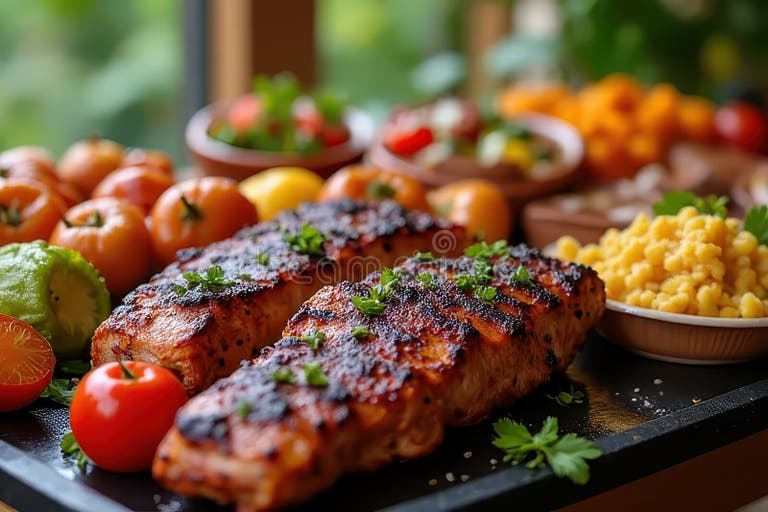 Easter Brunch BBQ Spread stock illustration. Illustration of vegetables ...