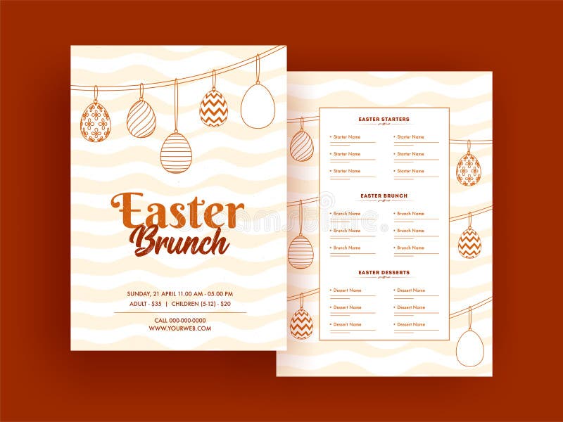 Easter Brunch Menu Card or Template Design. Stock Illustration ...
