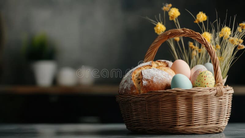 Easter Brunch Theme, a Retro Kitchen with Easter Decor, Fresh Bread ...