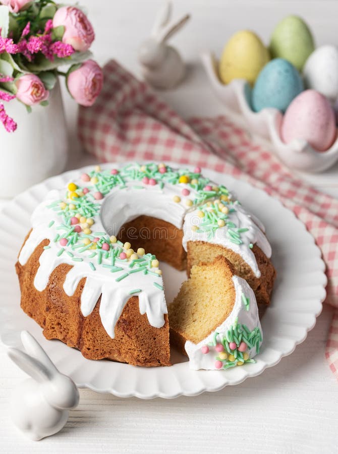 Easter Bundt Cake with Easter Eggs Stock Image - Image of dessert ...