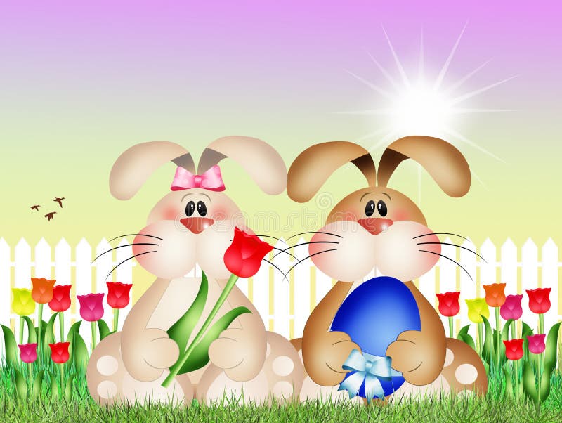 Easter bunnies stock illustration. Illustration of farm - 51842431
