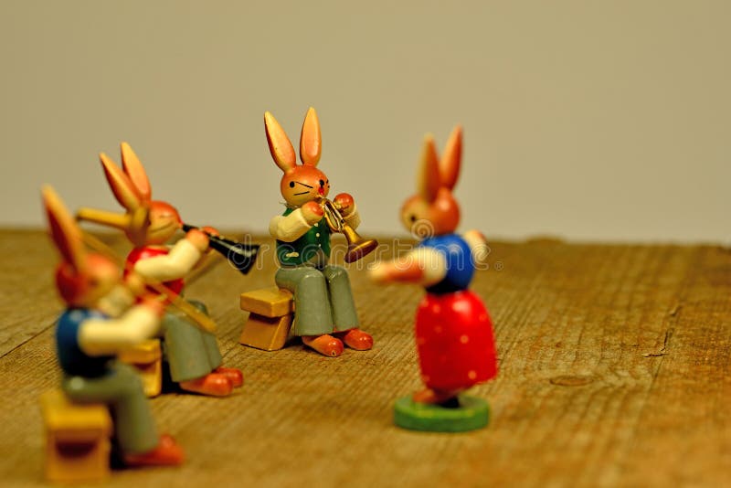 Easter Bunnies Play a Concert Stock Image - Image of table, play: 245327895