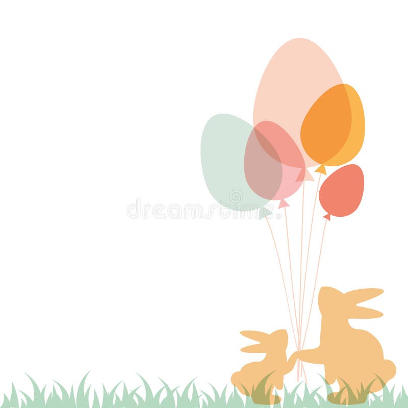 Easter Bunnies Rabbit Greeting Card. Easter Bunnies. Vector ...