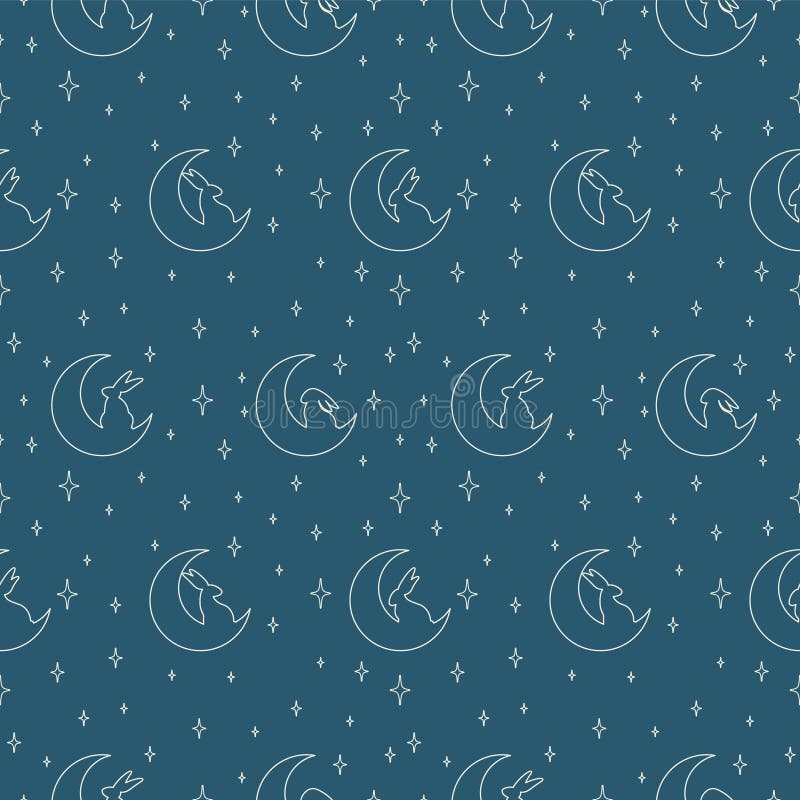Easter Bunnies Seamless Vector Pattern. Blue Simple Background with ...