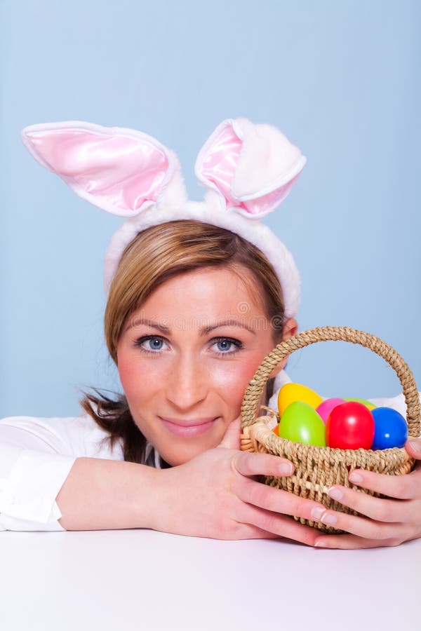 Easter bunny stock image. Image of female, face, brown - 13006501