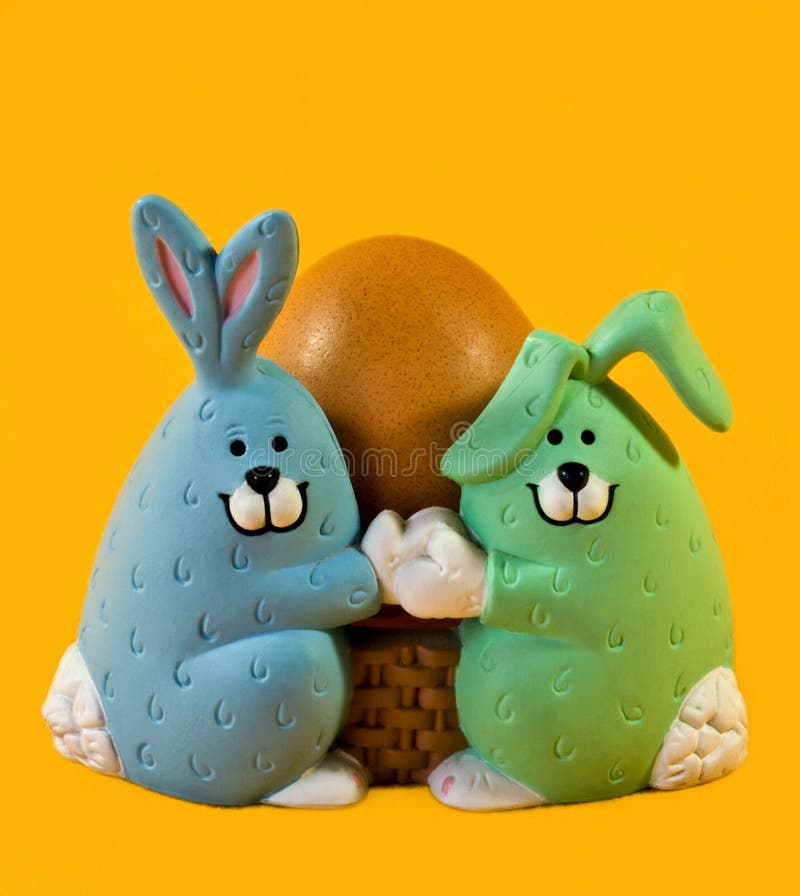 Funny Ceramic Easter Egg Bunnies Stock Image - Image of funny, china ...