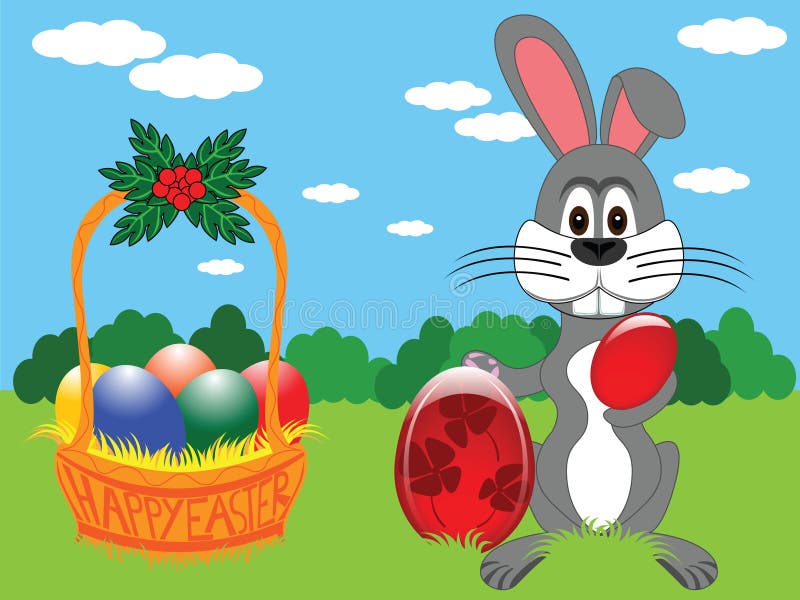 Cute Easter Bunny and Chicken Stock Illustration - Illustration of eggs ...