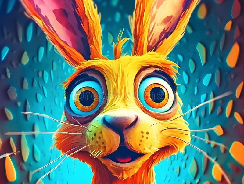 Easter Bunny on Abstract Colorful Background. 3d Render Illustration ...