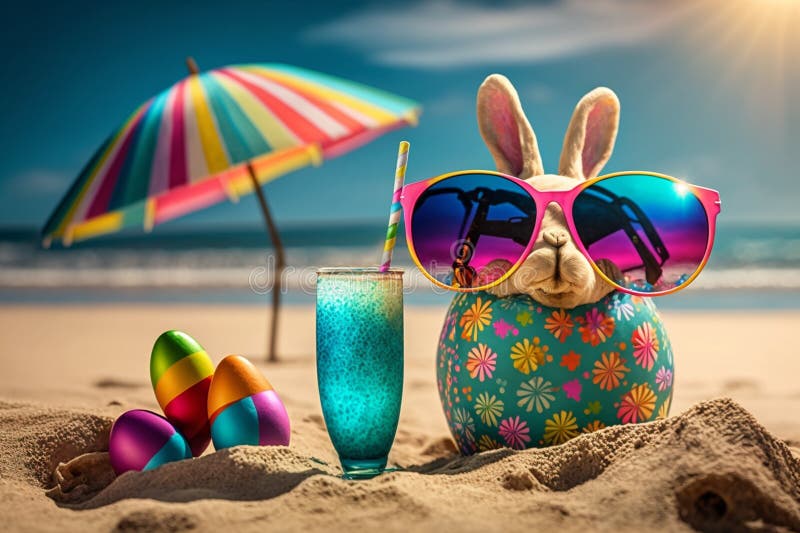 Easter Bunny As Easter Eggs With Sunglasses Stock Illustration