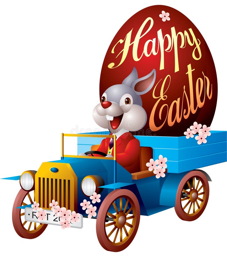 Easter bunny in auto stock vector. Illustration of fantastic - 15129923