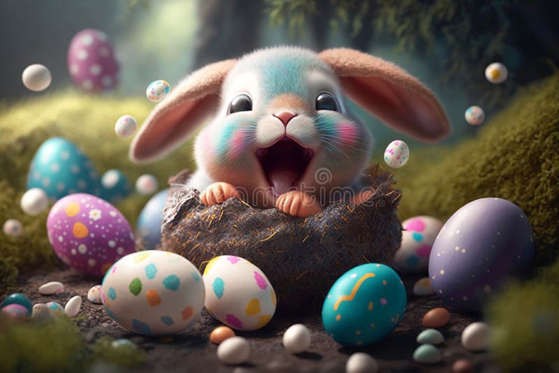 Easter Bunny Baby is Laughting. Generative Ai Stock Illustration ...