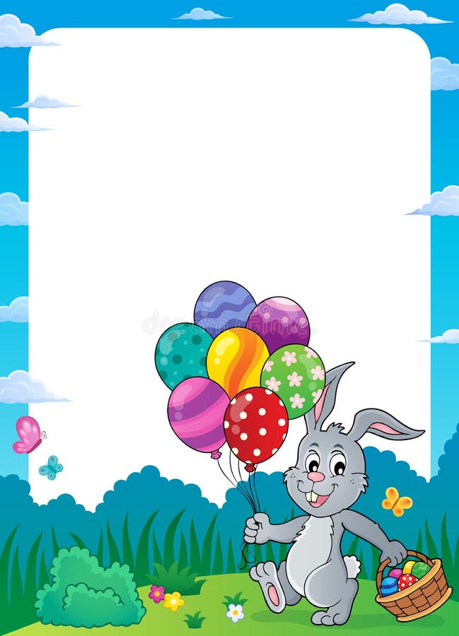 Easter Frame with Bunny Holding Egg Stock Vector - Illustration of ...