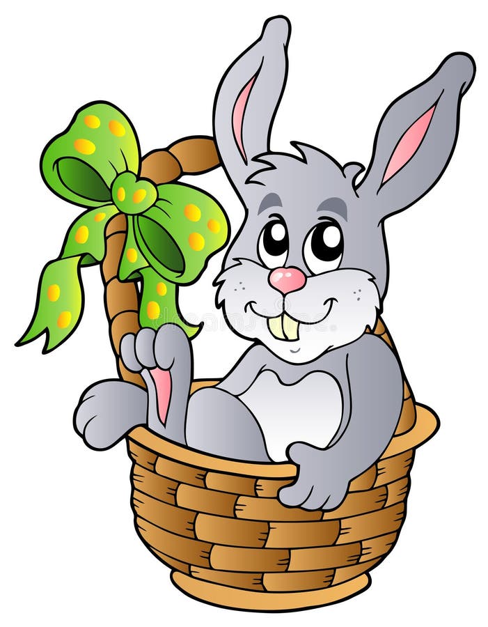 Easter bunny in basket stock vector. Illustration of holiday - 18636157