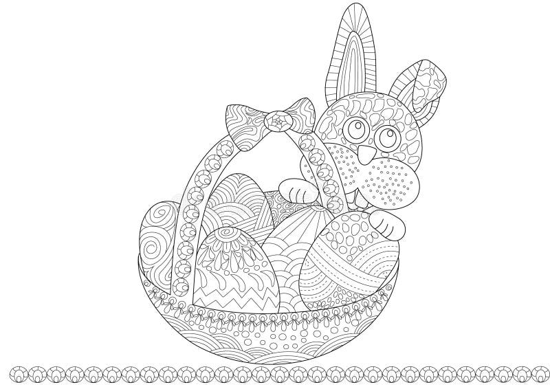 Easter Basket with 6 Eggs in Zentangle Pattern Stock Vector ...