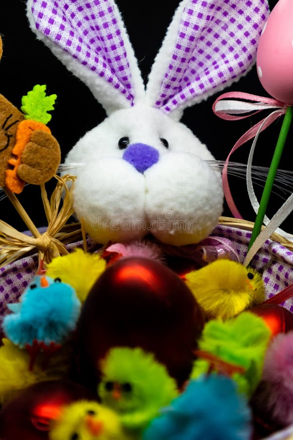Easter Bunny in a Basket , Hollyday Arrangements Stock Photo - Image of ...