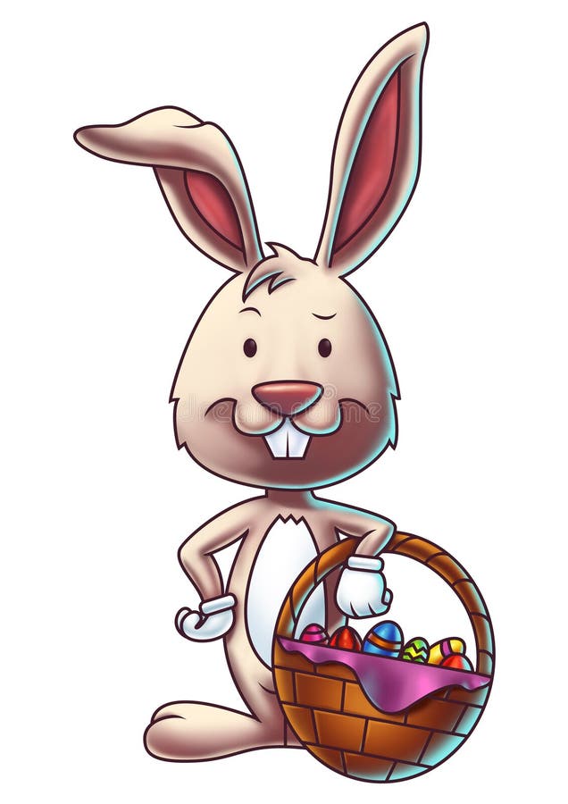 Easter Bunny with a Basket of Eggs 1 Stock Illustration - Illustration ...