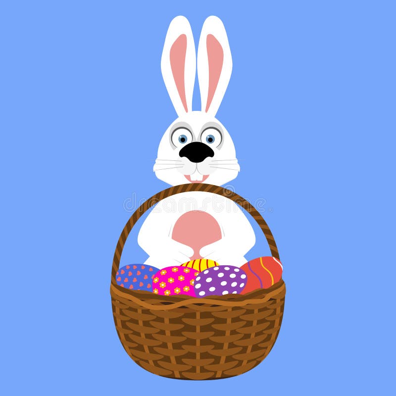 Easter Bunny with Basket of Eggs Stock Vector - Illustration of drawing ...