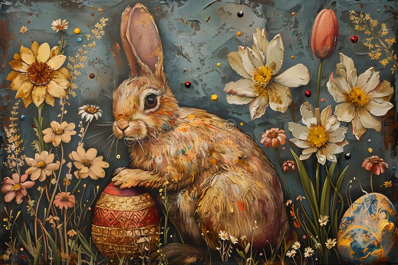 The Easter Bunny. Beautiful Modern Oil Painting Stock Illustration ...
